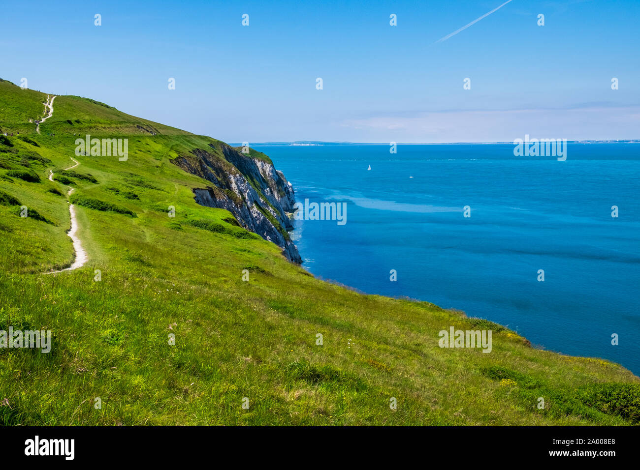 Grass fields overlooking the sea Stock Photo - Alamy