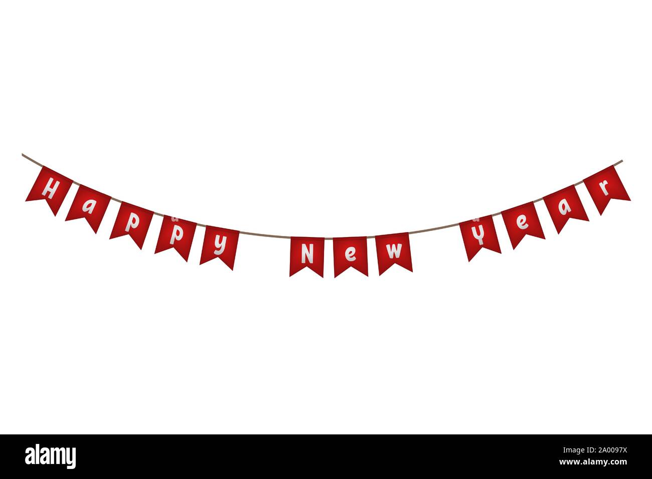 Happy New year flag garland. Red fun decor. Vector illustration Stock ...