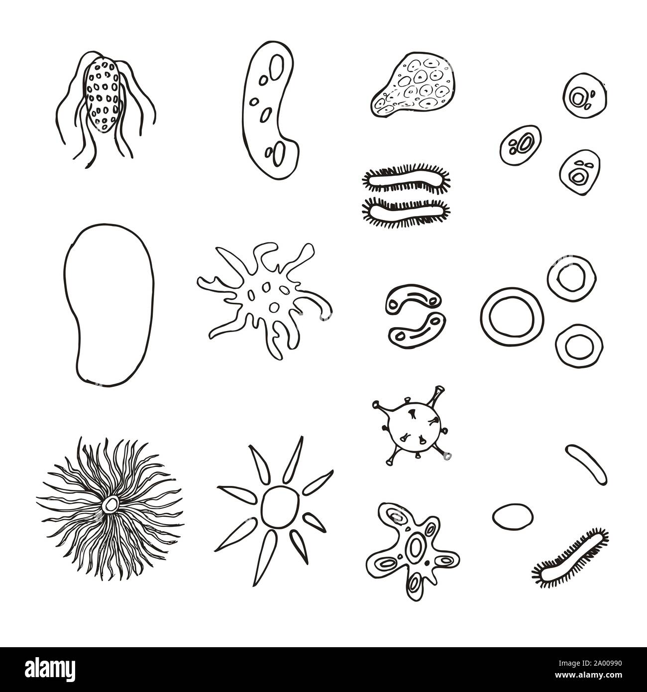A set of bacteria and viruses. Vector illustration. Medical laboratory ...