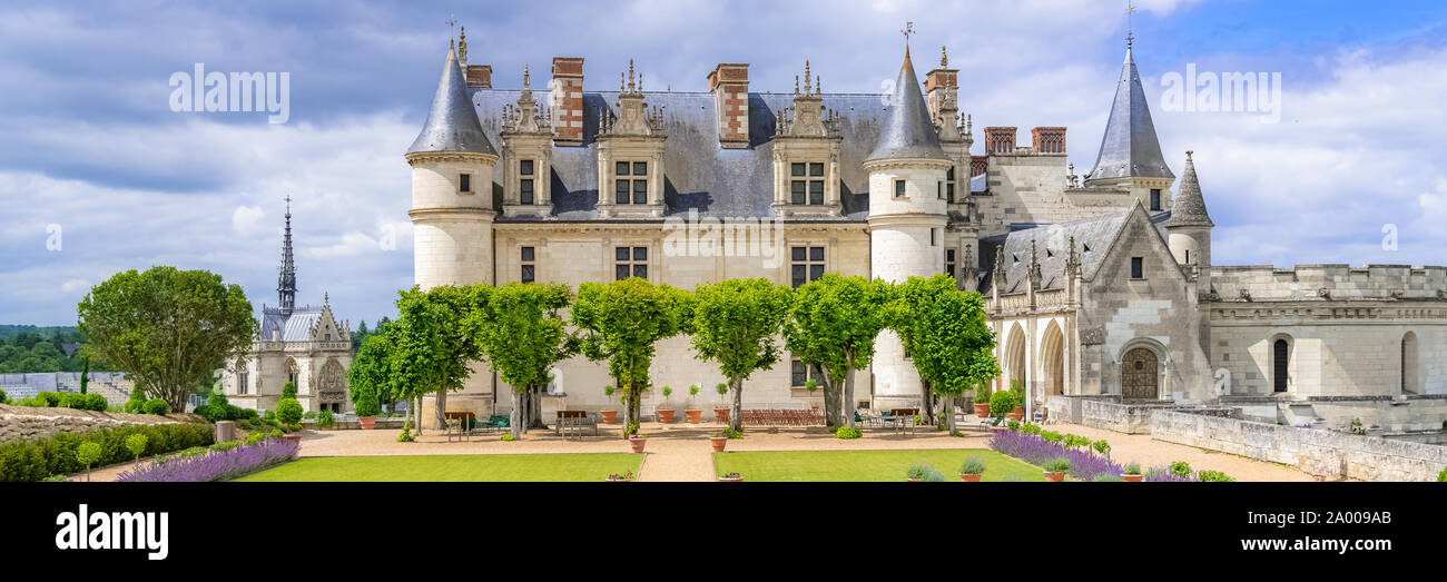 Amboise castle in France, beautiful French heritage, panorama in spring ...
