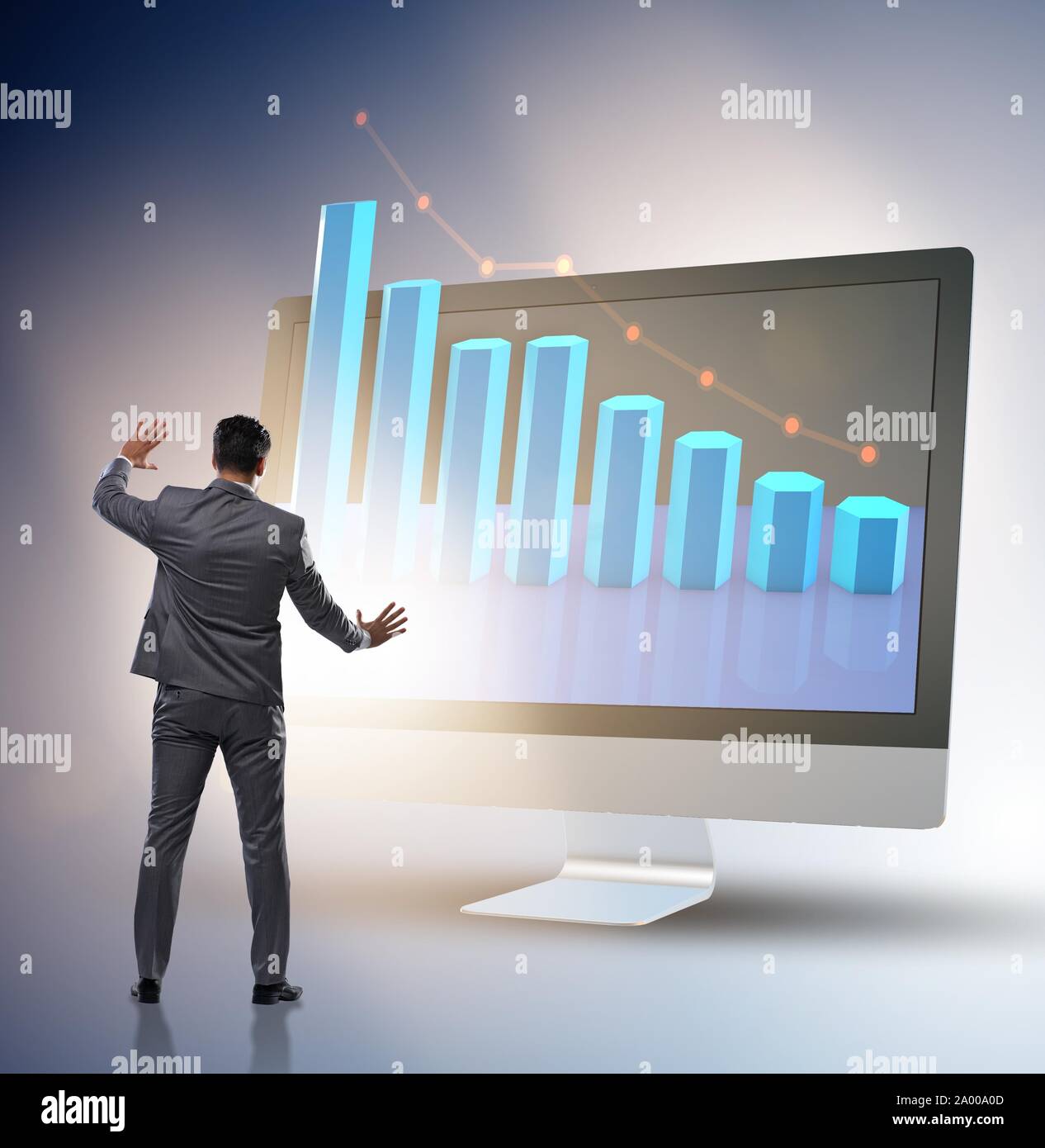 The businessman in economic forecasting concept with charts Stock Photo ...