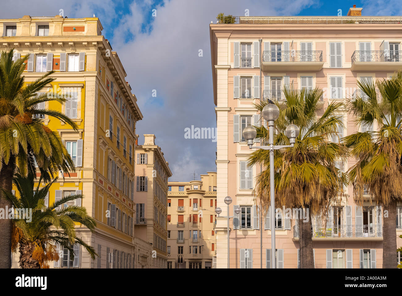 Nice, France, colorful facades, with typical windows and shutters Stock ...