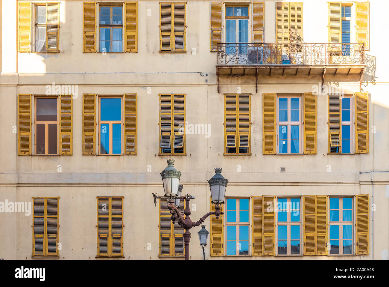 Nice, France, colorful facades, with typical windows and shutters Stock ...