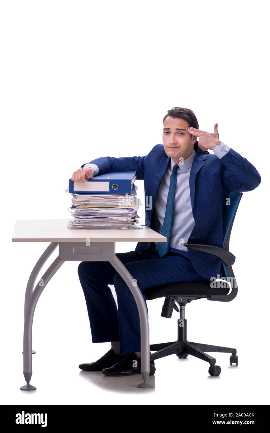 The employee working isolated on white background Stock Photo - Alamy