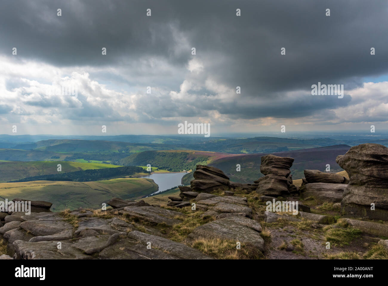 Rock formations overlooking a water reservoir Stock Photo - Alamy