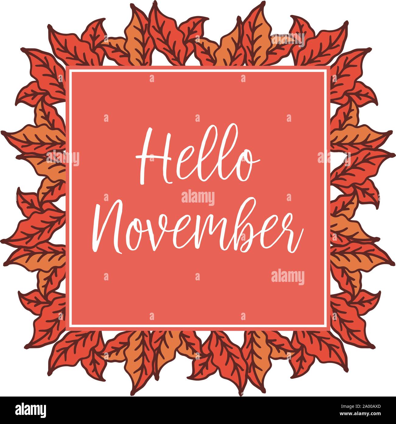 Hello november, with design colorful leaf frame background. Vector ...