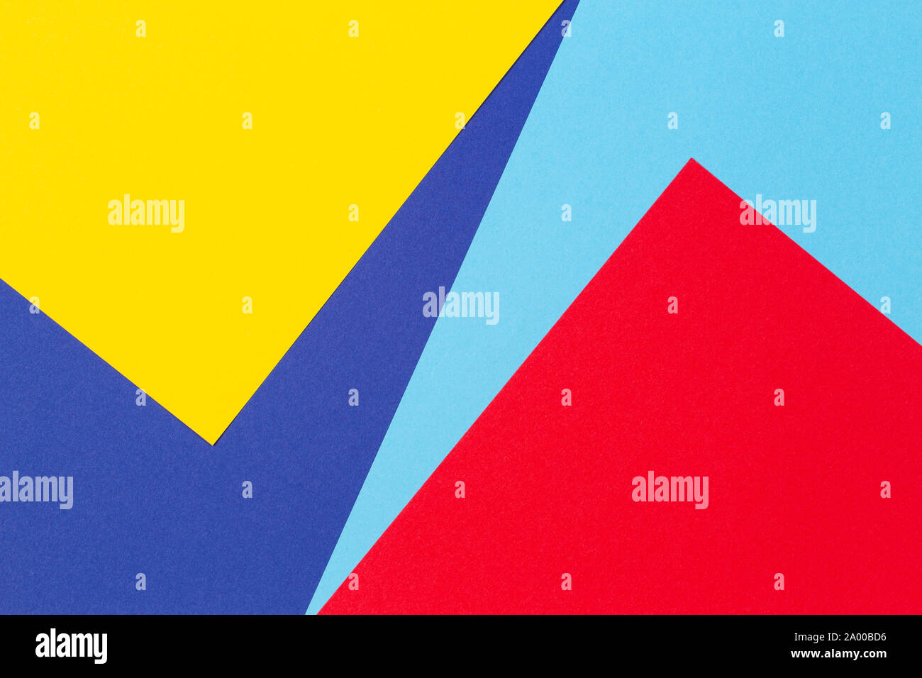 Abstract blue, red and yellow color paper geometry composition ...