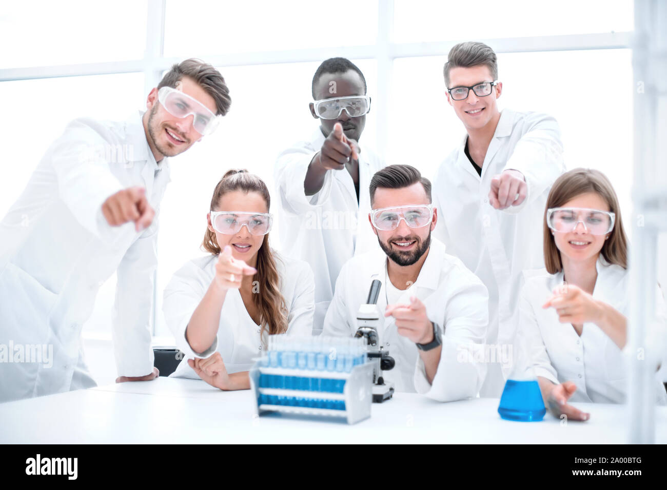 creative team of young scientists Stock Photo - Alamy
