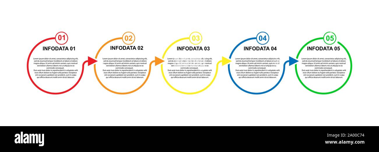 Infographics. Business process with 5 stages of development strategy ...
