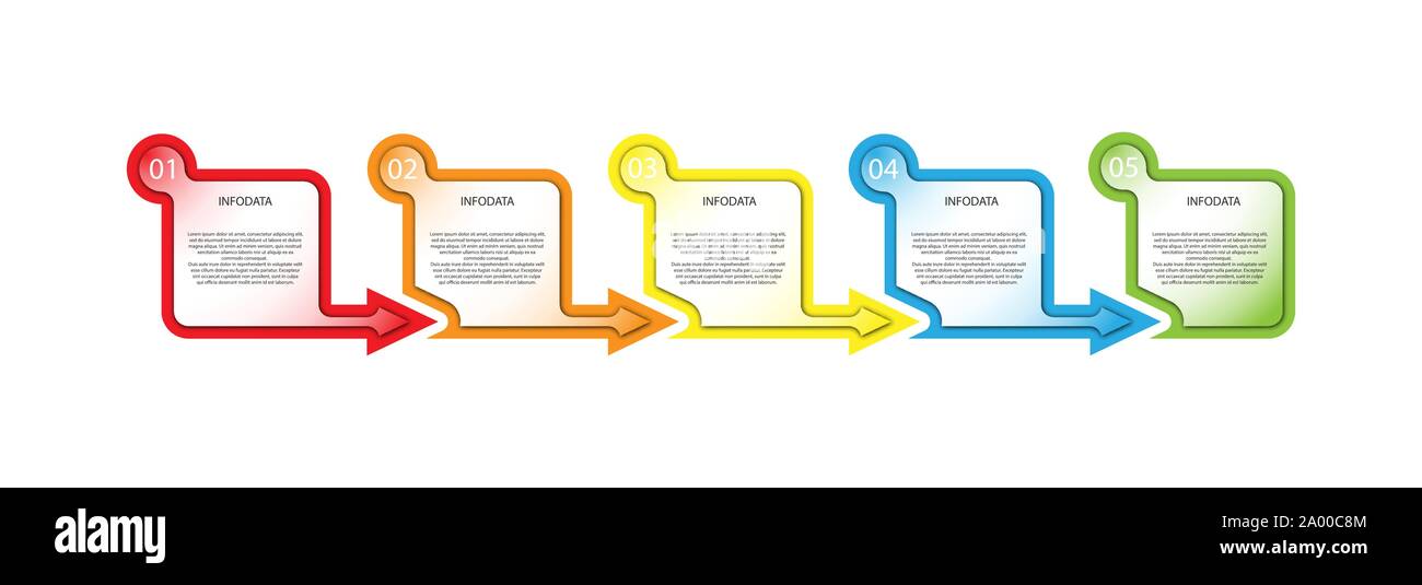 Infographics. Business process with 5 stages of development strategy ...
