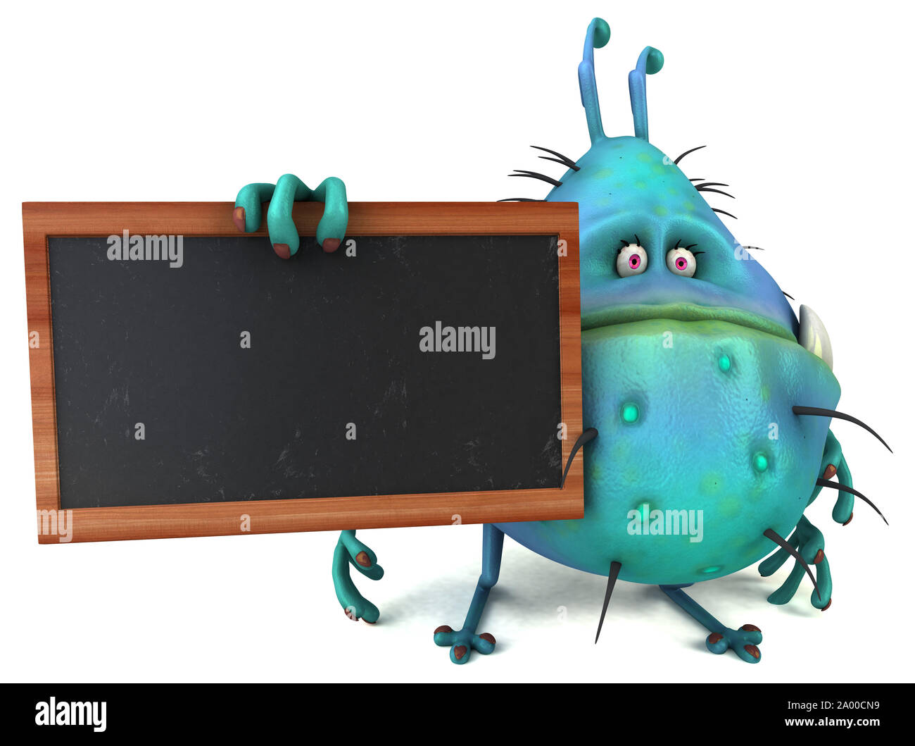Fun 3D germ bug monster with a chalkboard Stock Photo - Alamy