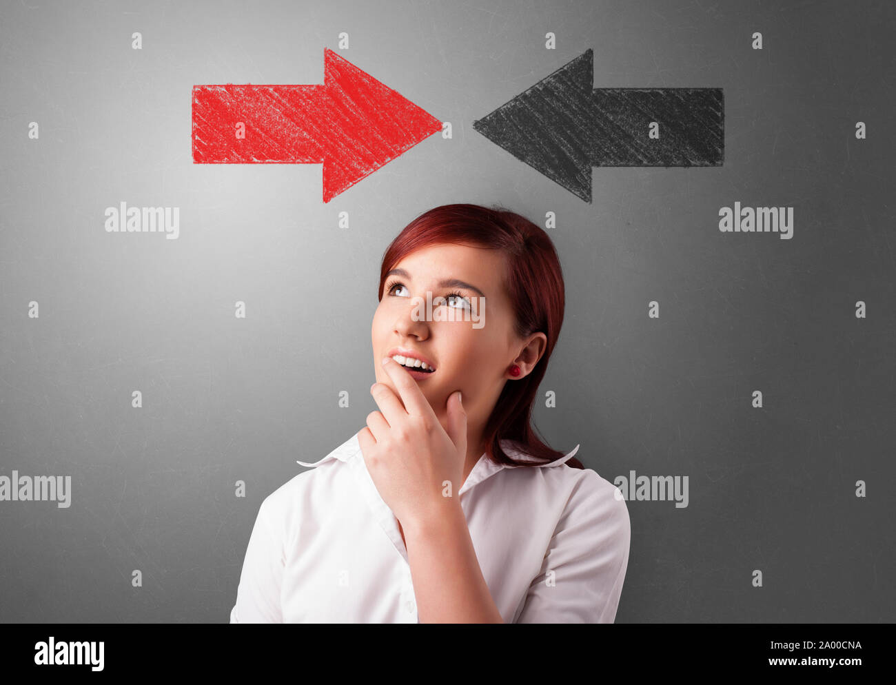 Business person choosing between several directions Stock Photo - Alamy