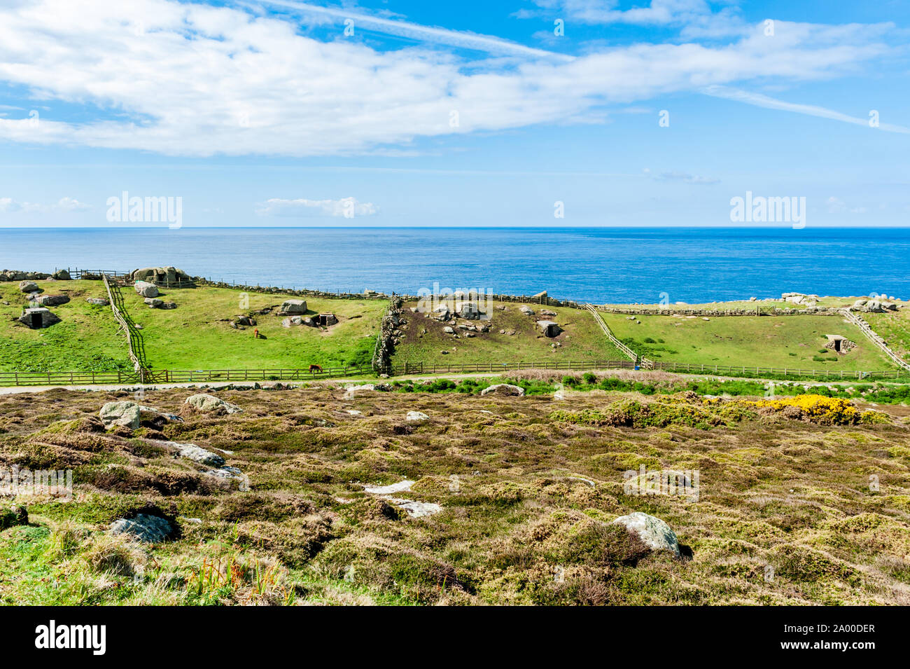 Farm fields overlooking the sea Stock Photo - Alamy