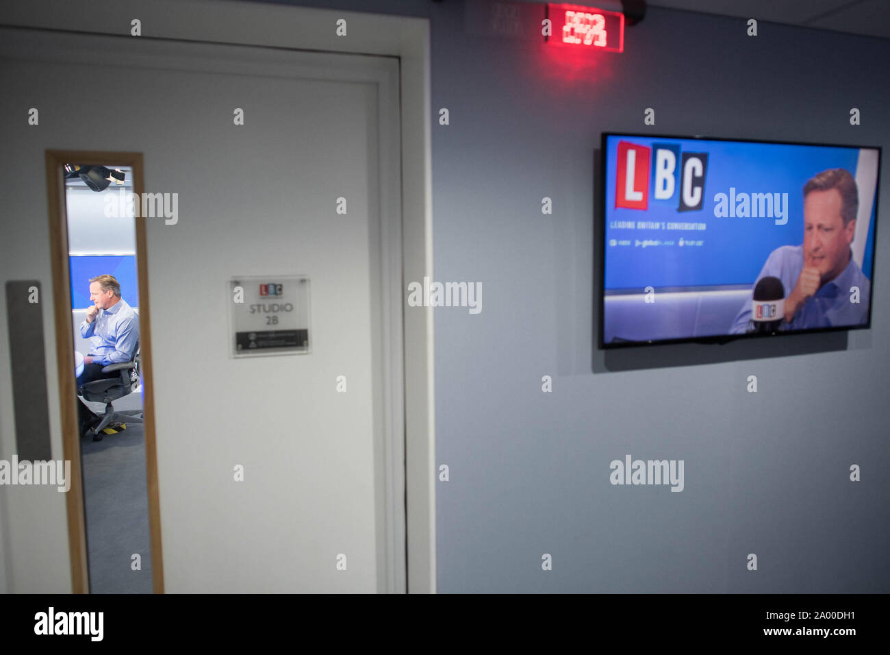 Former prime minister David Cameron during an interview with presenter ...