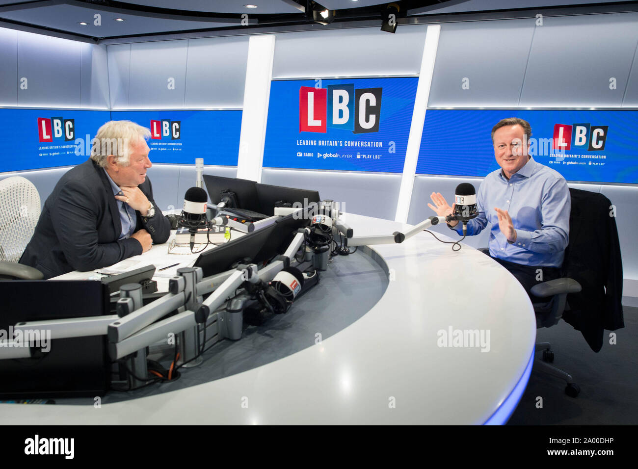 Former prime minister David Cameron during an interview with presenter ...