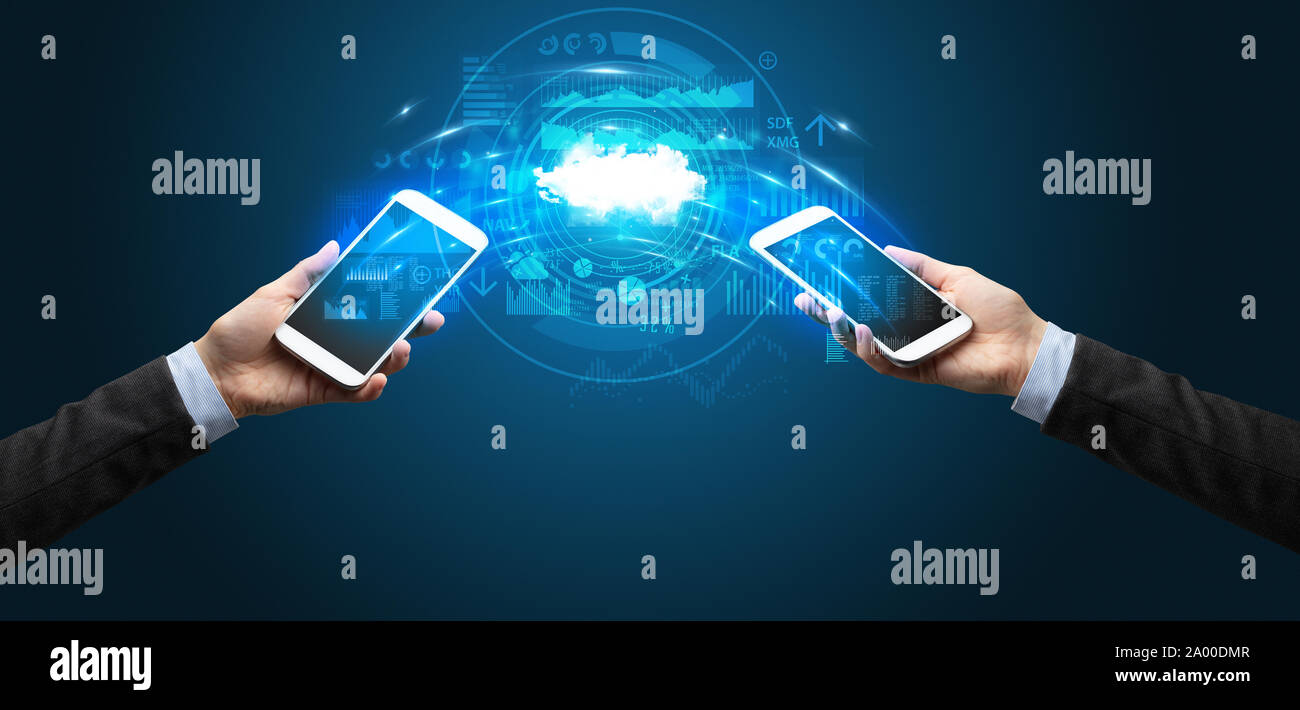 Two smart phones technology transfer hi-res stock photography and ...