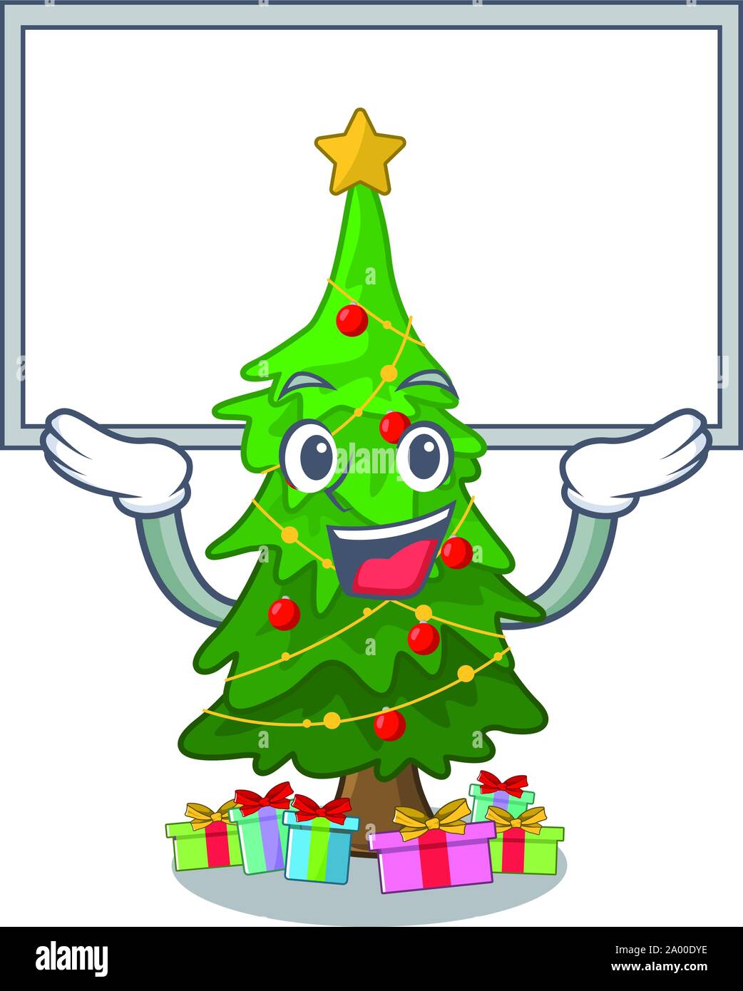 Up board christmas tree cartoon shape a character Stock Vector Image ...