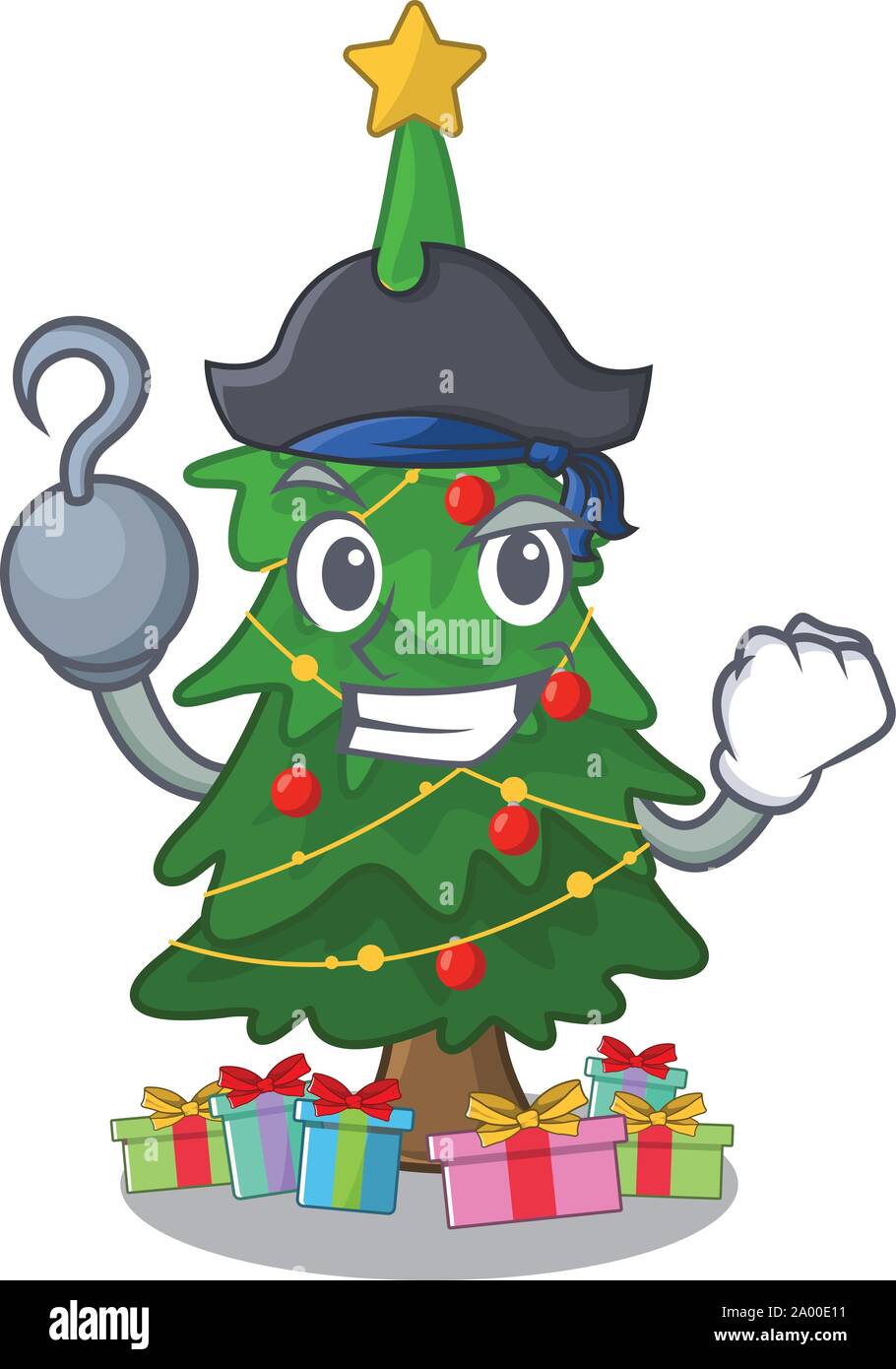 Pirate christmas tree cartoon shape a character Stock Vector Image ...