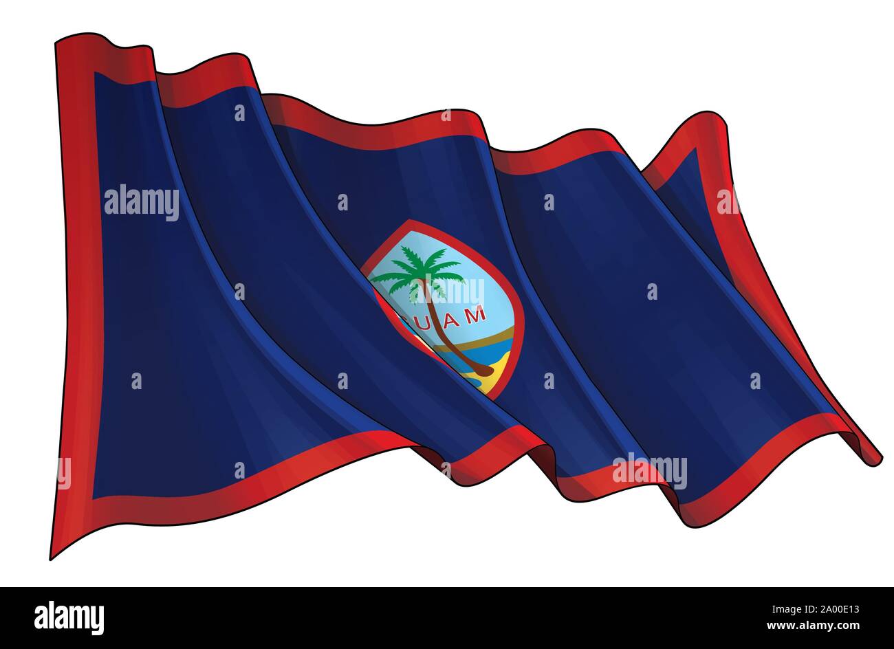 Vector illustration of a Waving Flag of Guam. All elements neatly on ...