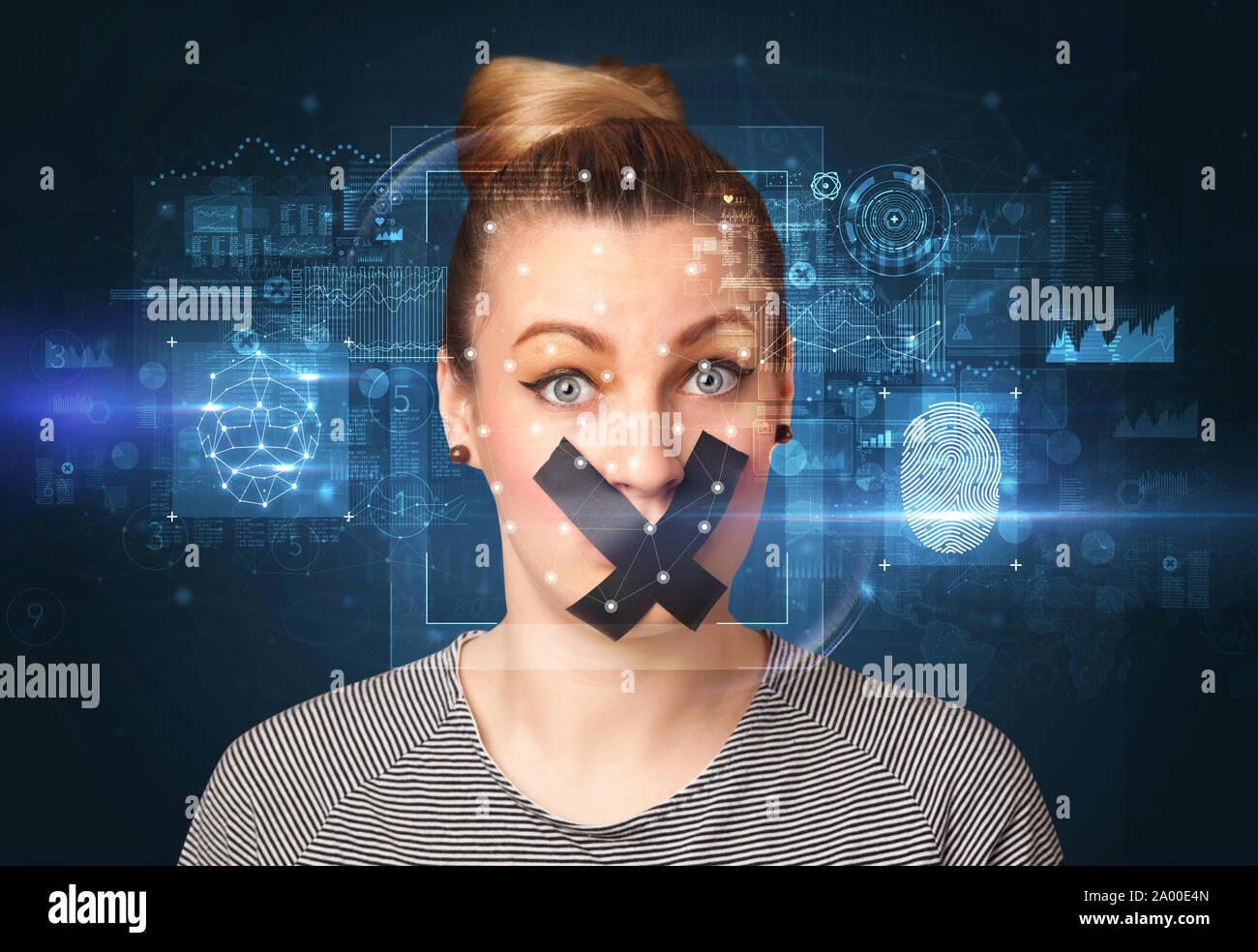 Biometric verification - face and fingerprint detection concept Stock ...