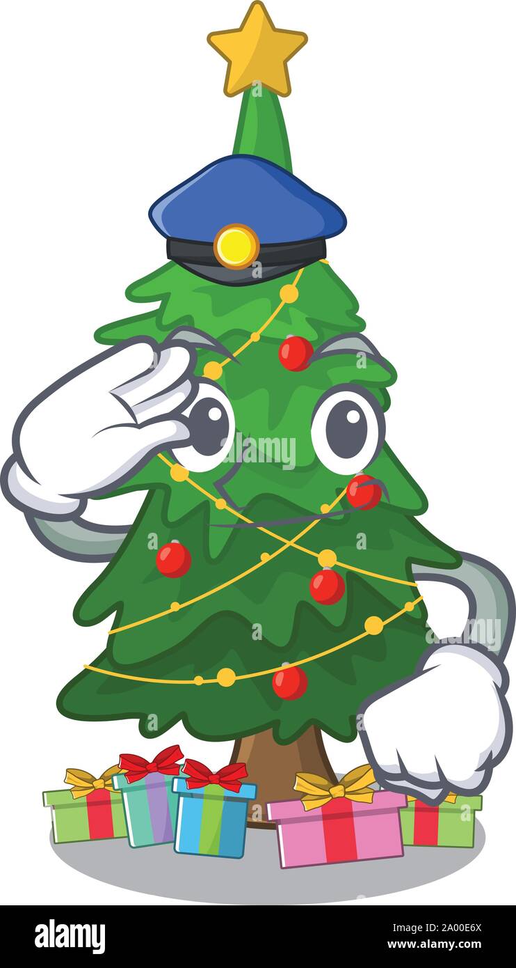Police christmas tree cartoon shape a character Stock Vector Image ...
