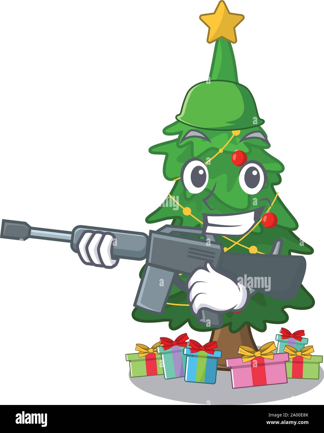 Army christmas tree cartoon shape a character Stock Vector Image & Art ...