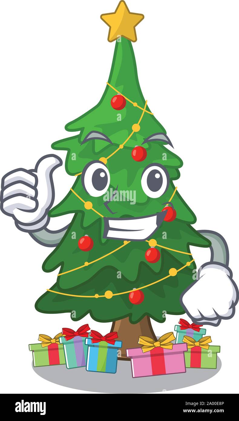 Thumbs up christmas tree isolated with the mascot Stock Vector Image ...