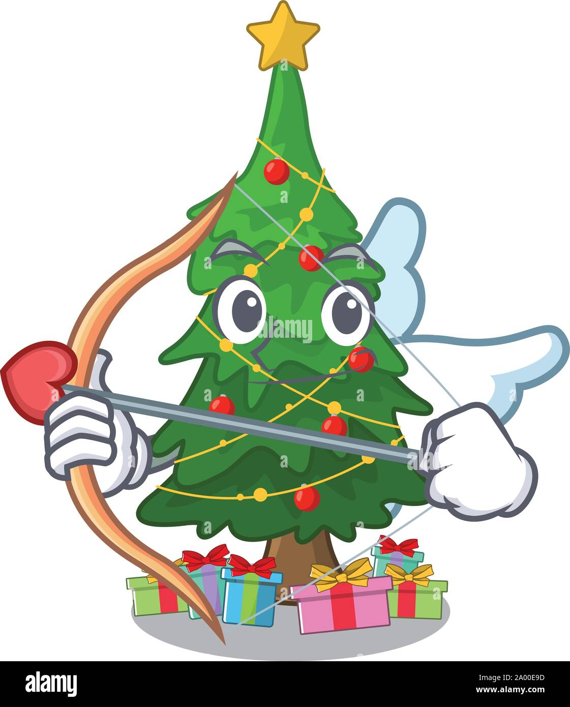 Cupid christmas tree cartoon shape a character Stock Vector Image & Art ...