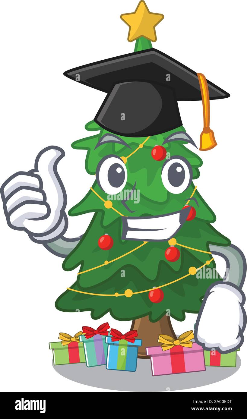 Graduation christmas tree isolated with the mascot Stock Vector Image ...