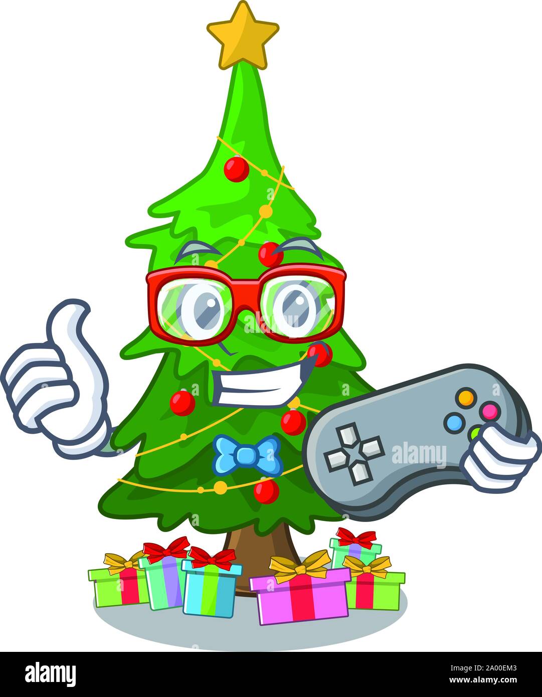 Gamer christmas tree next to cartoon table Stock Vector Image & Art - Alamy