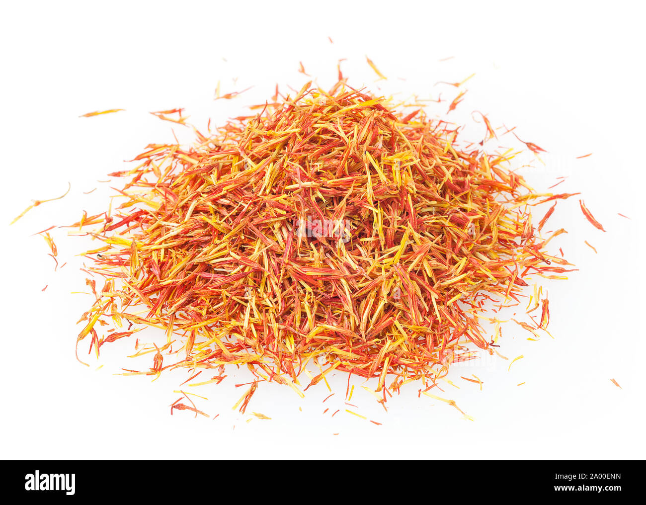 Heap of dried saffron isolated on white background Stock Photo - Alamy