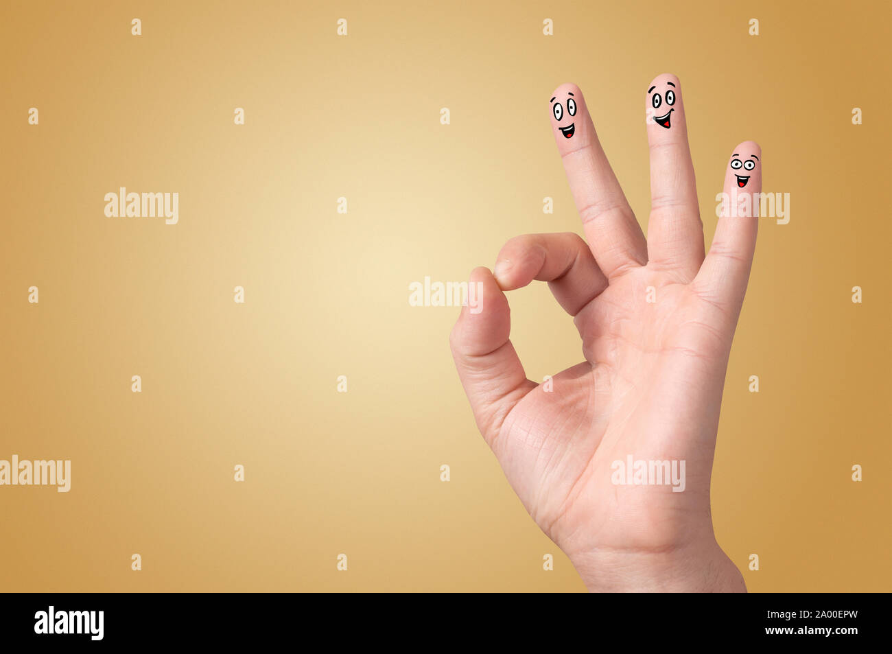 Happy face fingers hug each other Stock Photo - Alamy