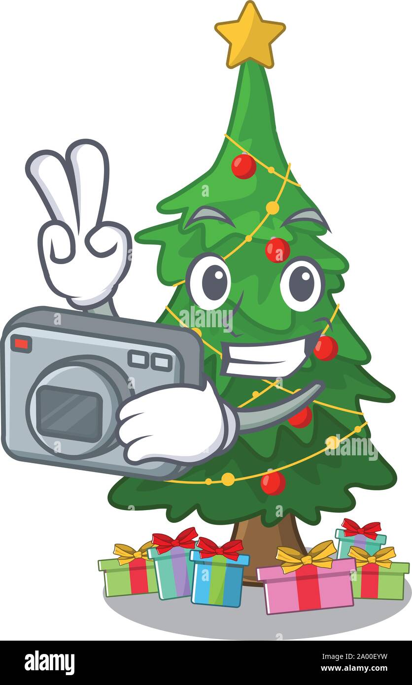 Photographer christmas tree next to cartoon table Stock Vector Image ...