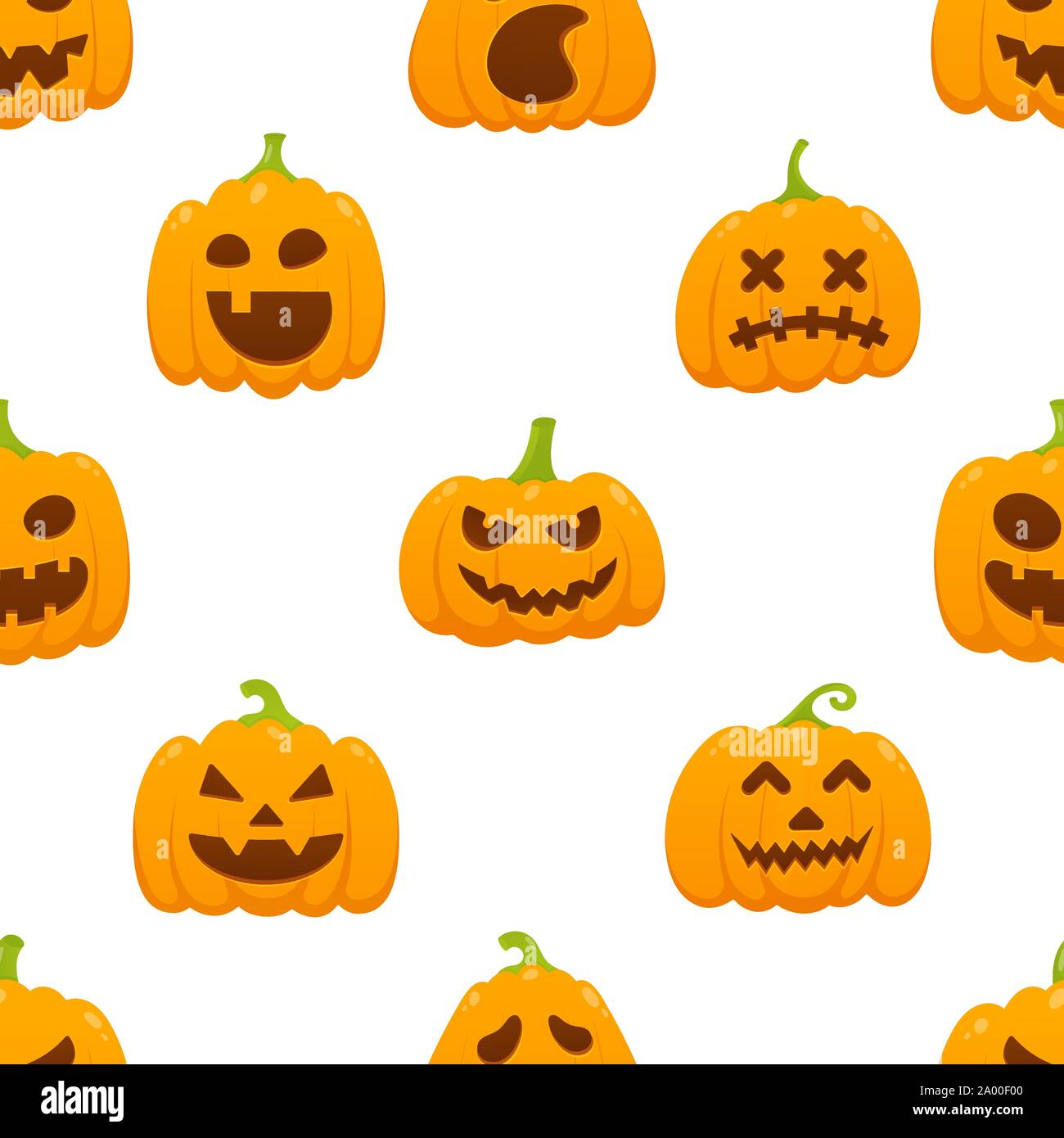 Seamless pattern with orange halloween pattern with scary faces horror ...
