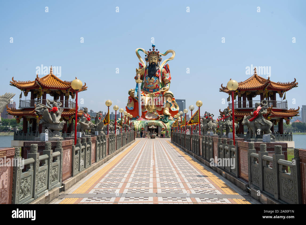 Kaohsiung, Taiwan: View of the two traditional chinese Pagodas and the ...