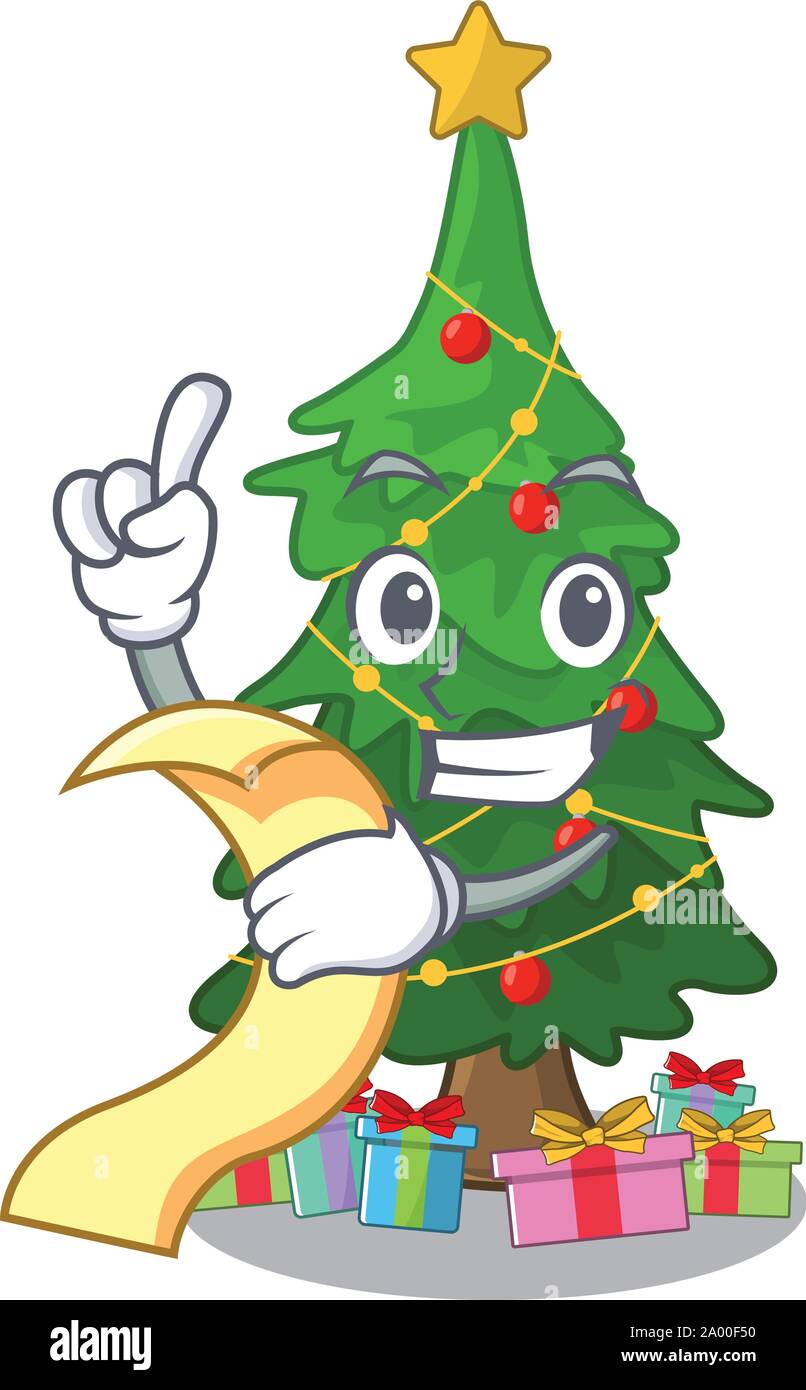 With menu christmas tree next to cartoon table Stock Vector Image & Art ...