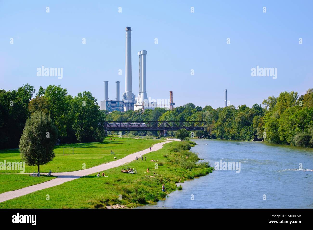 Braunau Railway Bridge over Isar and South Heating Power Station ...
