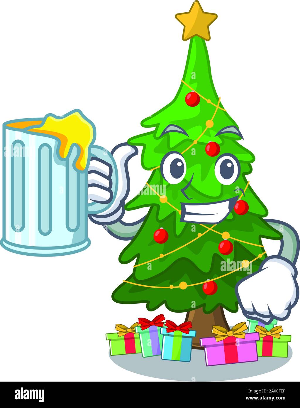 With juice christmas tree next to cartoon table Stock Vector Image ...