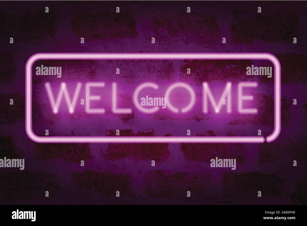 Welcome neon sign on brick Stock Vector Images - Alamy