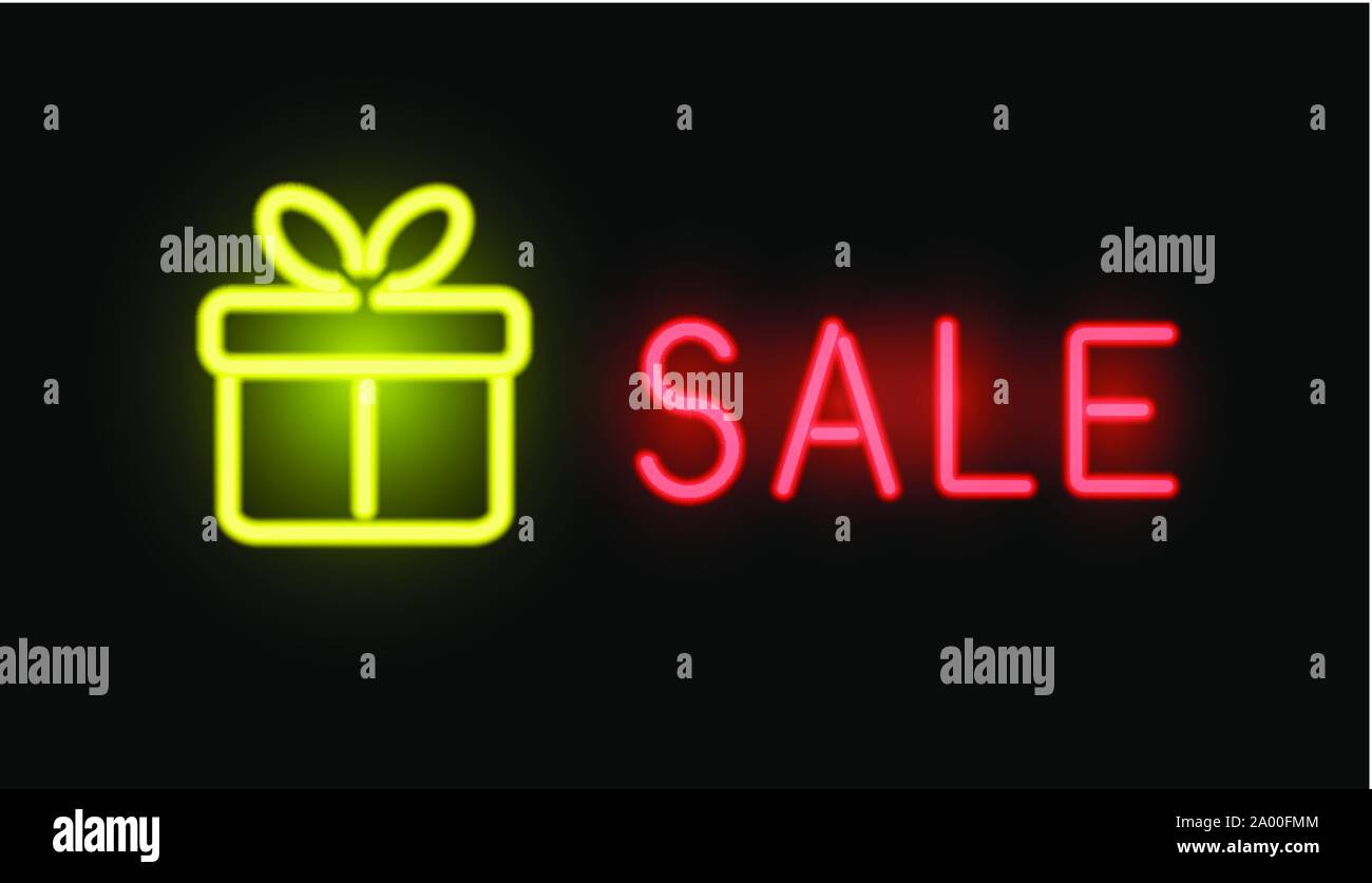 Neon sale banner. Vector neon box. Store front Stock Vector Image & Art ...