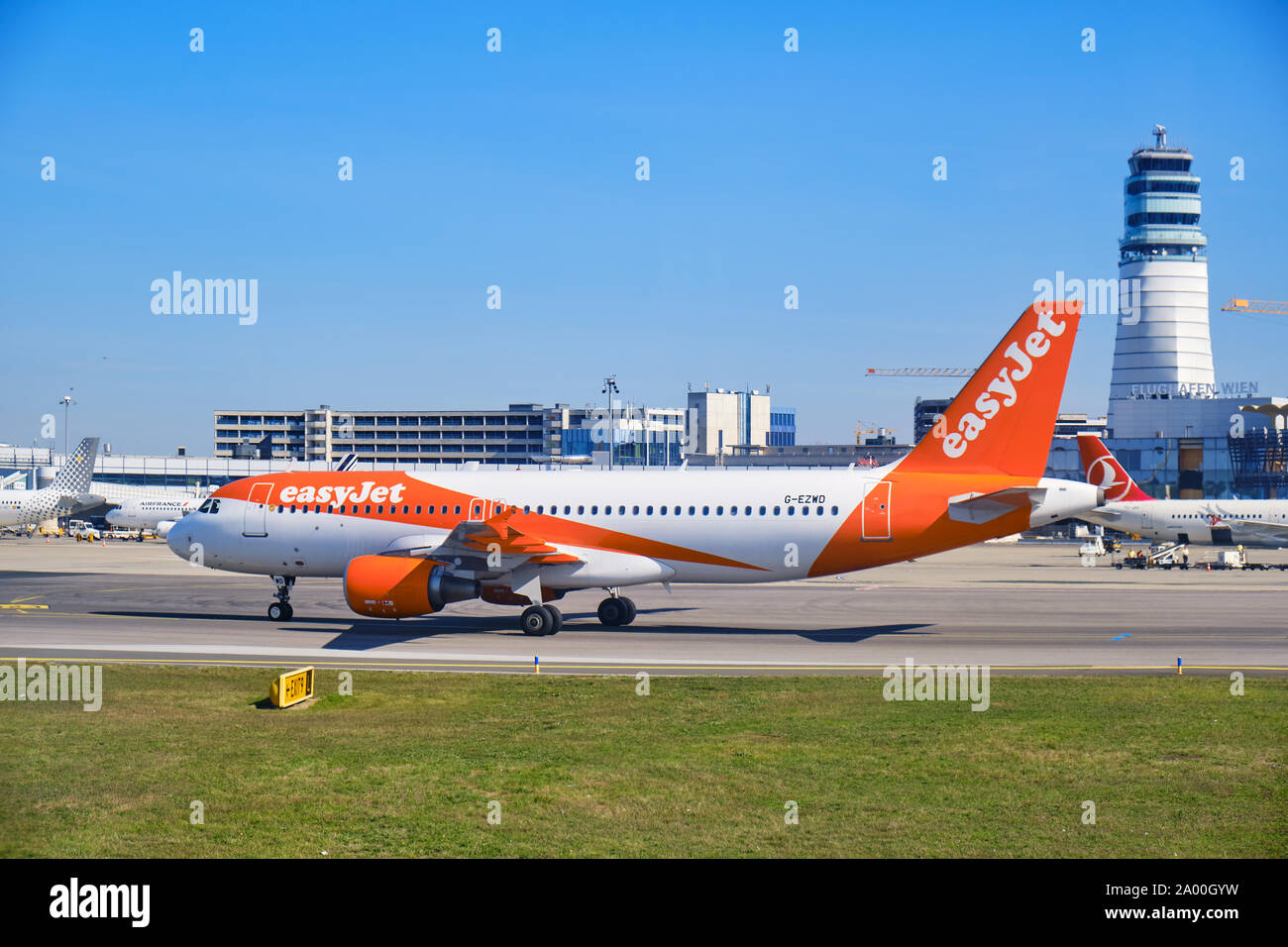Schwechat, Austria - September 15, 2019: easyJet aircraft on the Vienna ...