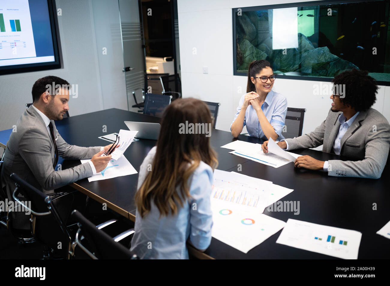 Group of successful business people at work in office Stock Photo - Alamy
