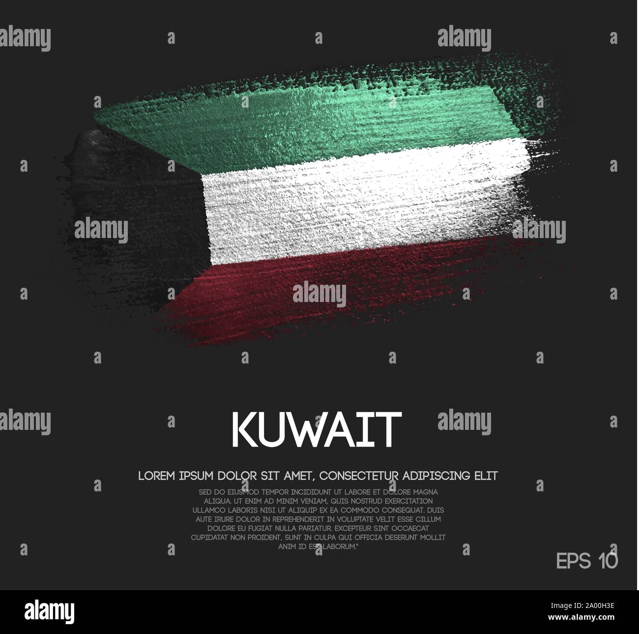Kuwait Flag Made of Glitter Sparkle Brush Paint Vector Stock Vector ...