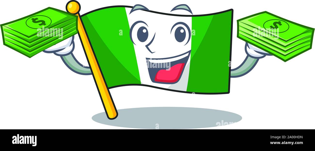 With money bag flag nigeria mascot shaped a cartoon Stock Vector Image ...