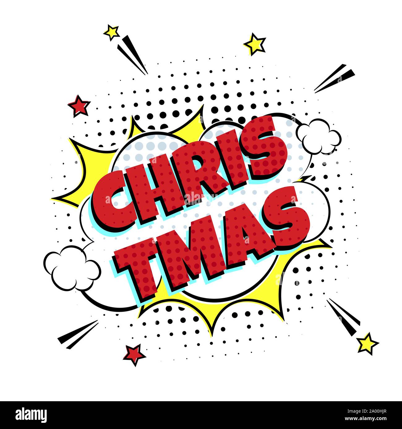 Comic Lettering Christmas In The Speech Bubbles Comic Style Flat Design ...
