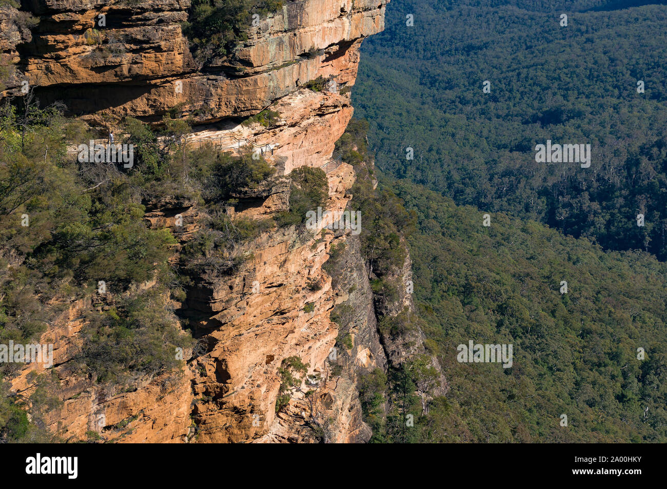 Rough cliffs of Wentworth Falls track in Blue Mountains, Australia ...