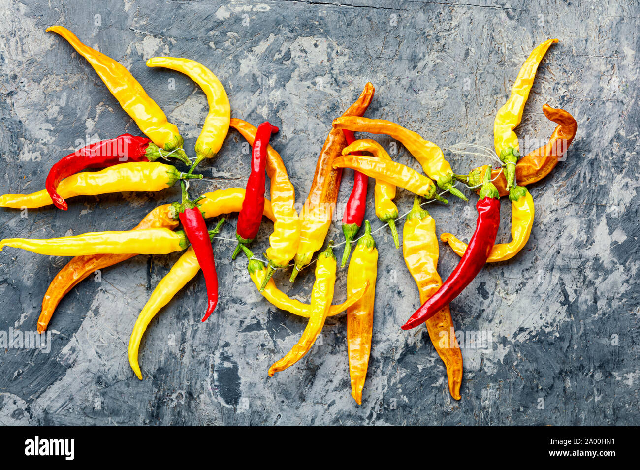Cayenne pepper.Fresh red and yellow chili pepper Stock Photo - Alamy