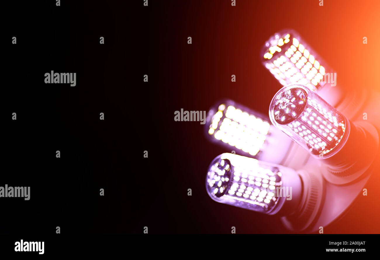 LED elements in the lamp. Lamps with diodes. Many bright lights from ...