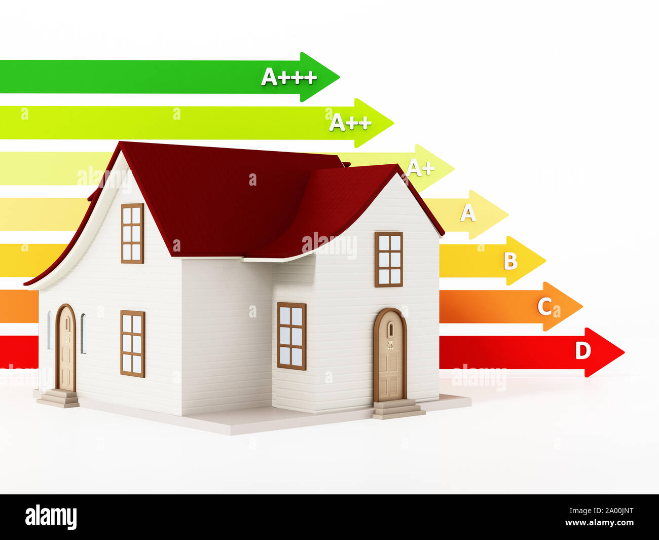 Energy saving chart and house. 3D illustration Stock Photo - Alamy