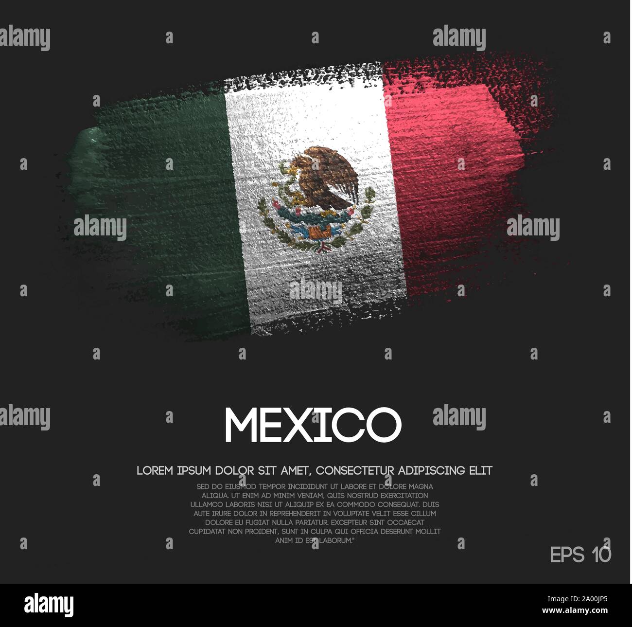 Mexico Flag Made of Glitter Sparkle Brush Paint Vector Stock Vector ...